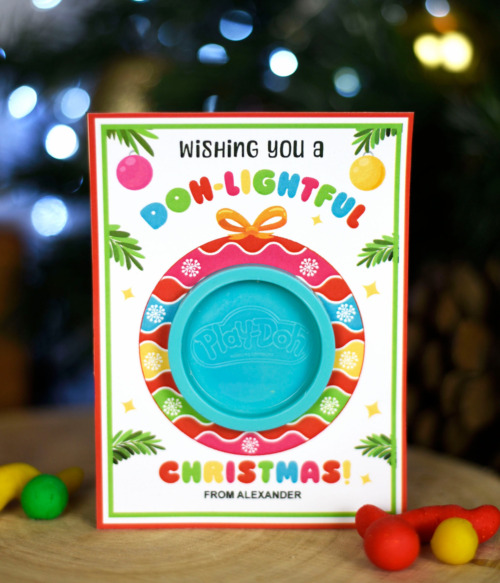 Play Dough Christmas Bauble Gift Card | Printable Class Holiday Gifts ...