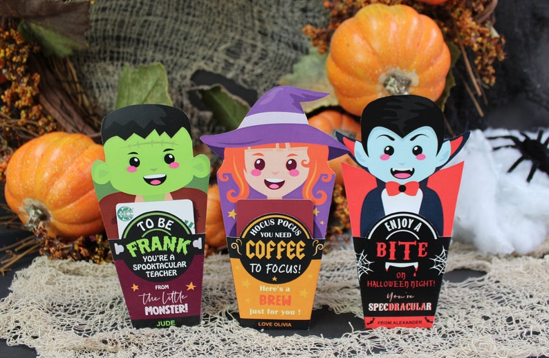Halloween Gift Card Holder Printable Halloween Coffee Gift - Etsy