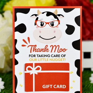 Printable Teacher Appreciation Gift Card Holder | Cow Design ...
