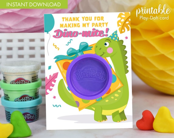 Printable Dinosaur Birthday Party Play-Doh Gift Card Favor | Non-candy ...