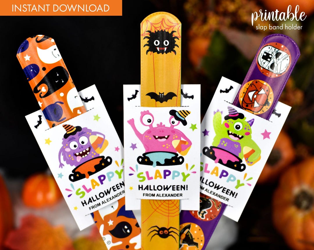 Printable Halloween Gift for Kids Slap Bracelet Holder Non-candy ...