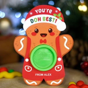 Christmas Play Doh Holder Gingerbread Printable Holiday Class Gifts Non ...