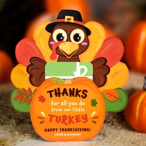 Thanksgiving Turkey Gift Card Holder: Printable Teacher/employee Gift ...