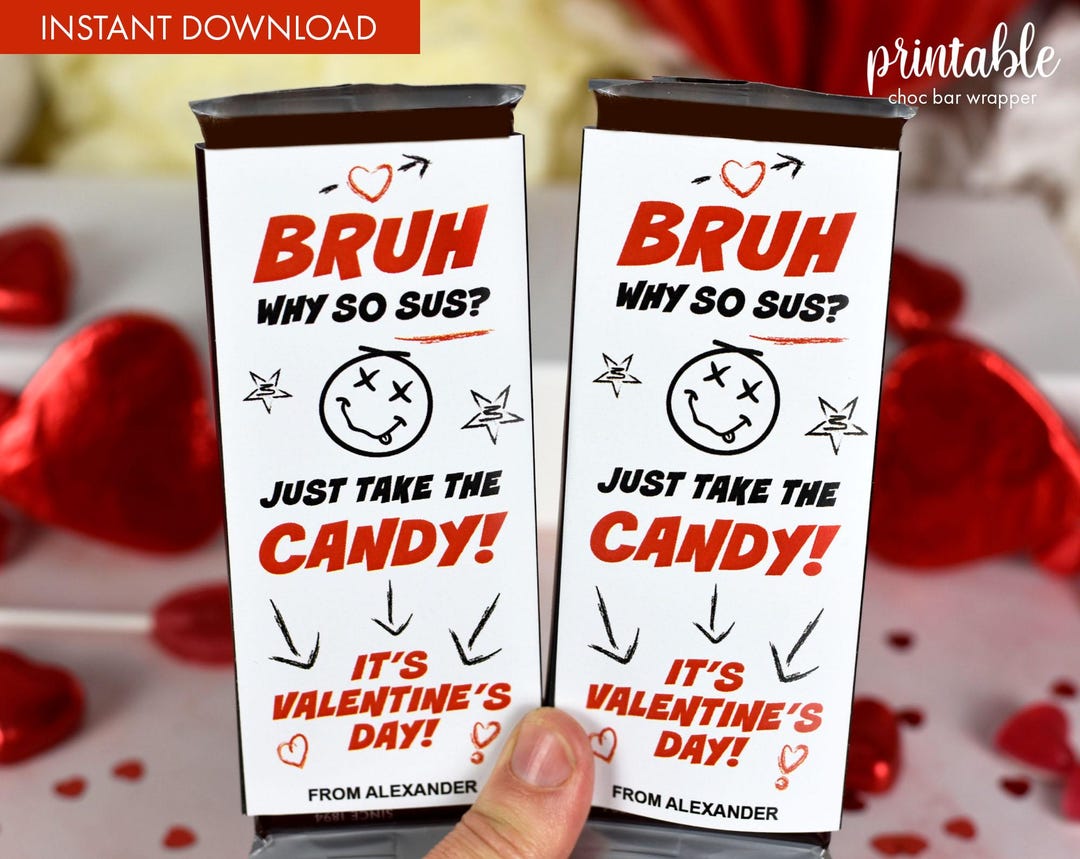 Printable Valentines Candy Bar Wrapper: Bruh Classroom Gift (PDF) - Etsy