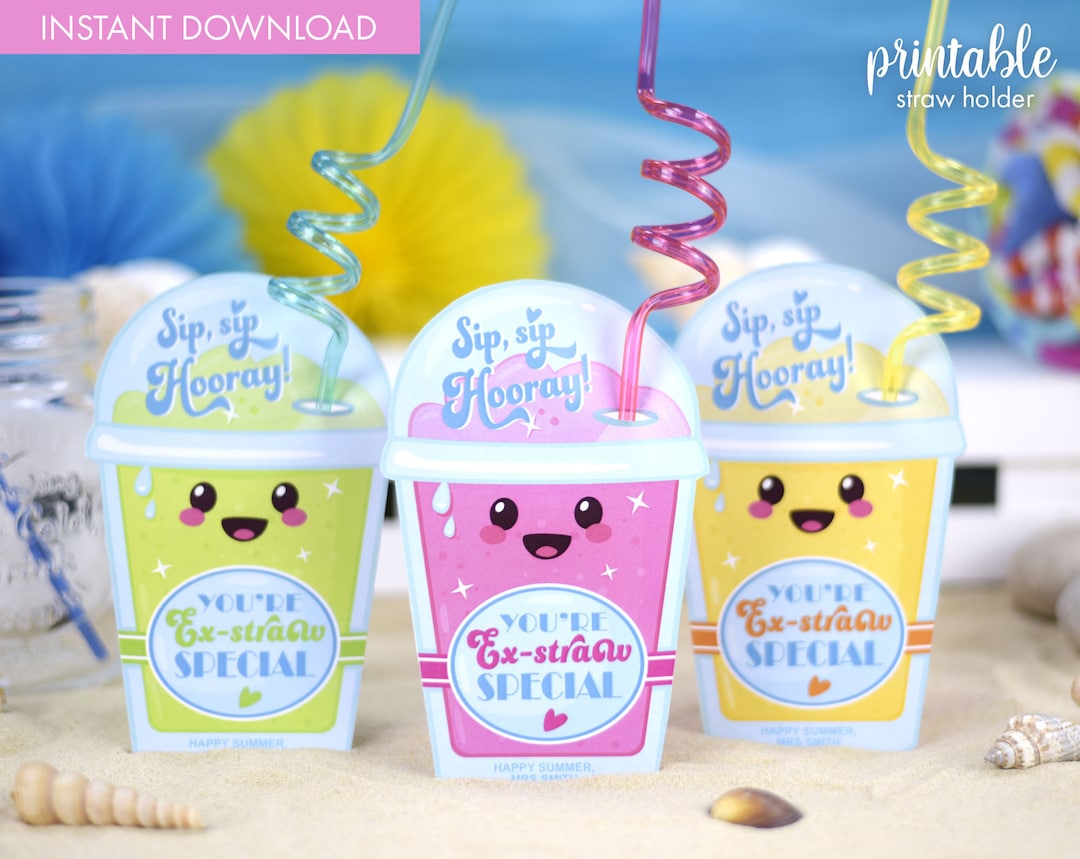 Printable Crazy Straw Gift Tag Holder | End of Term Gift | Teacher Gift ...