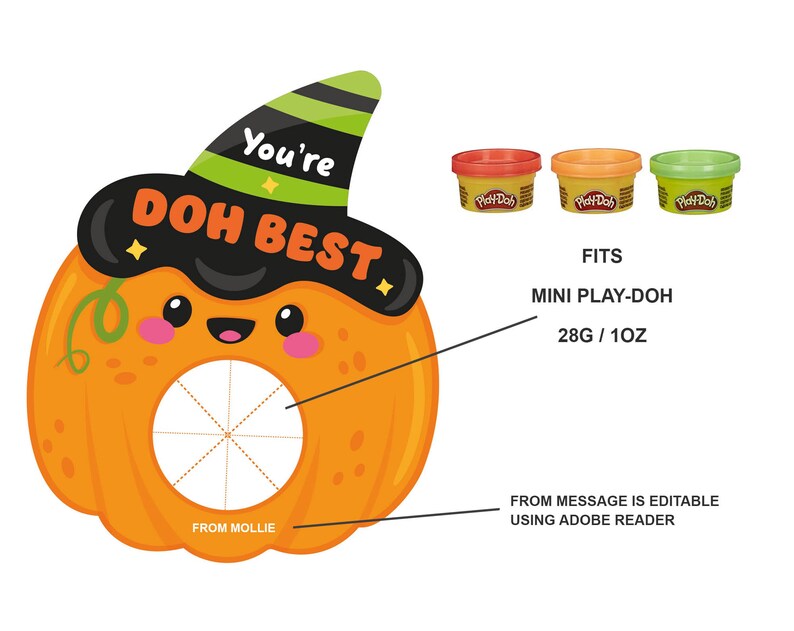 Printable Pumpkin Play Dough Holder | Non-candy Halloween Gift for Kids ...