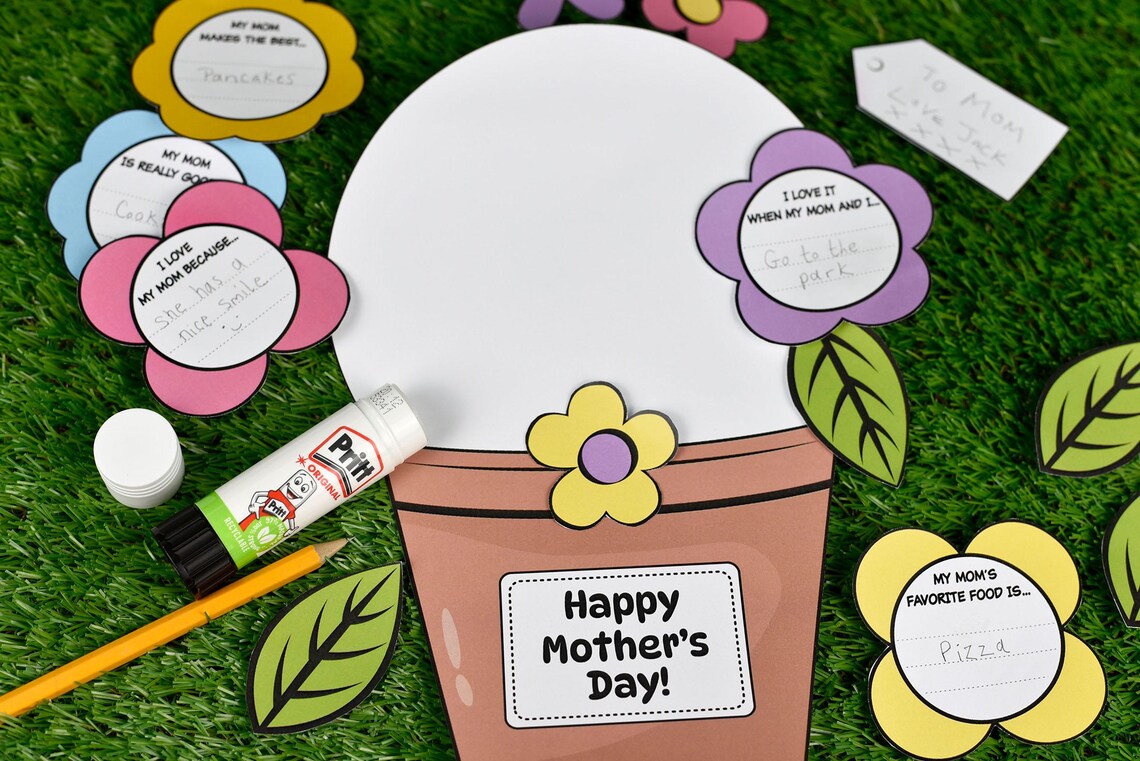 Mother's Day Flower Pot Craft: Color-in Card for Mom (digital Download ...