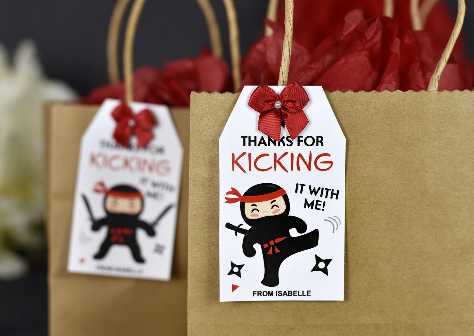 Printable Ninja Party Favor Tags: Personalized Birthday Loot Bag Labels ...