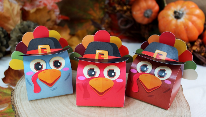 Printable Thanksgiving Turkey Gift Box: DIY Favor (PDF) - Etsy