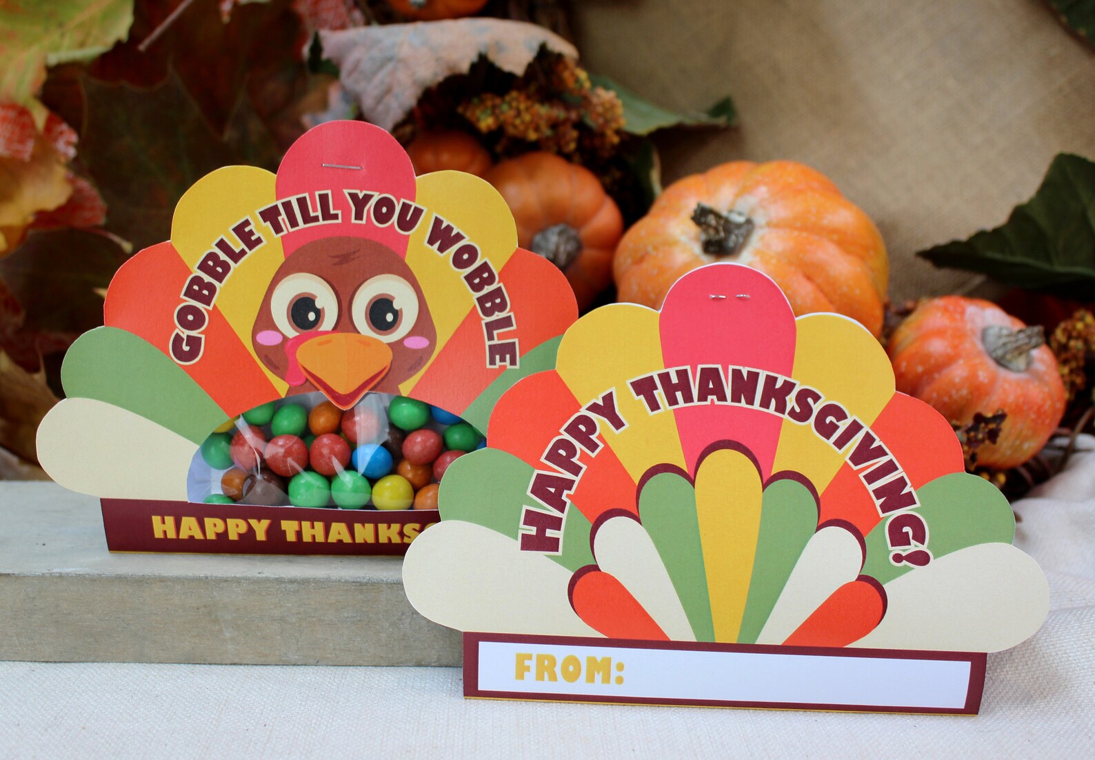 Printable Thanksgiving Turkey Treat Wrap: 'gobble Till You Wobble' (PDF ...