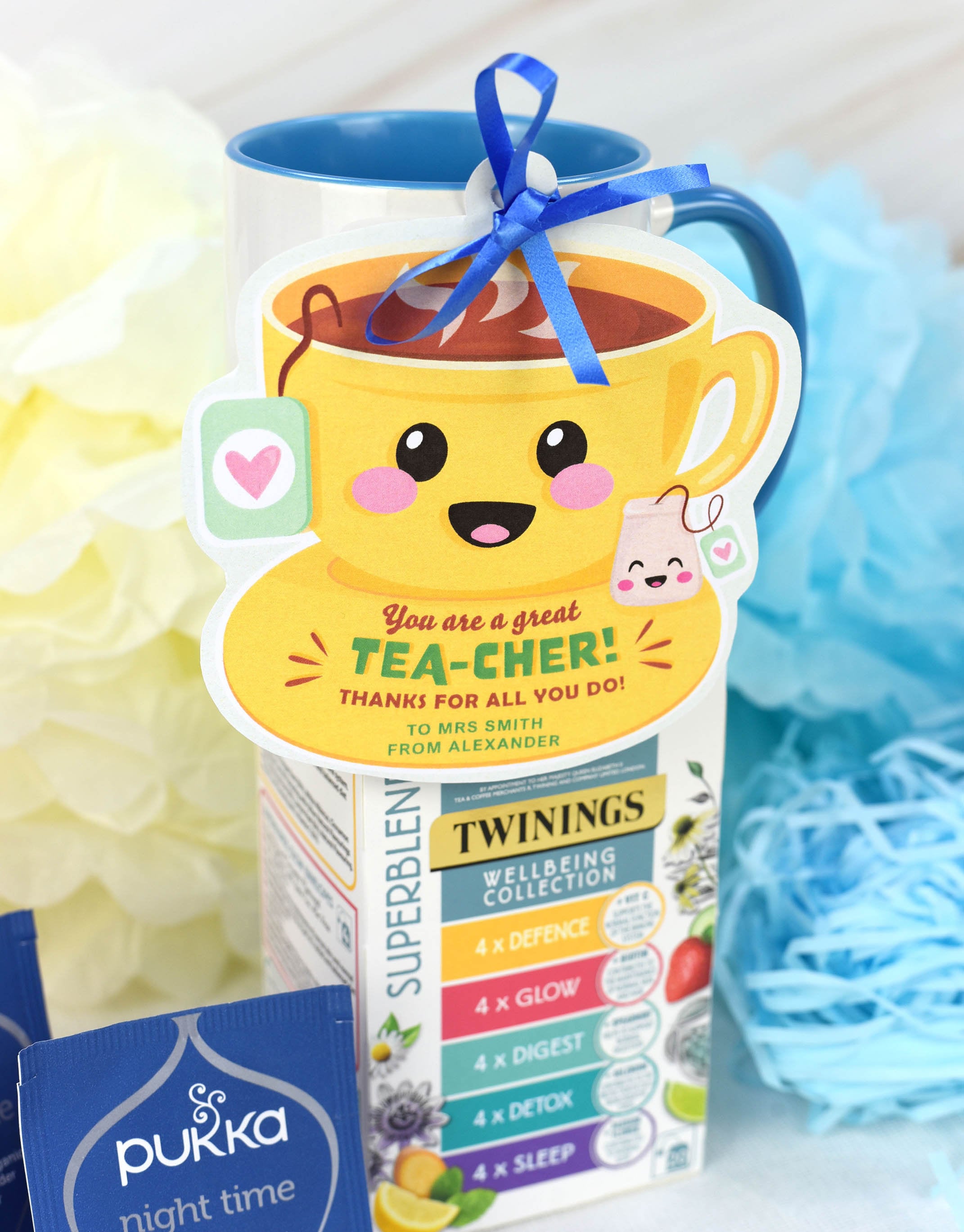 Printable Teacher Appreciation Tea Cup Tag & Sachet Holder (digital ...