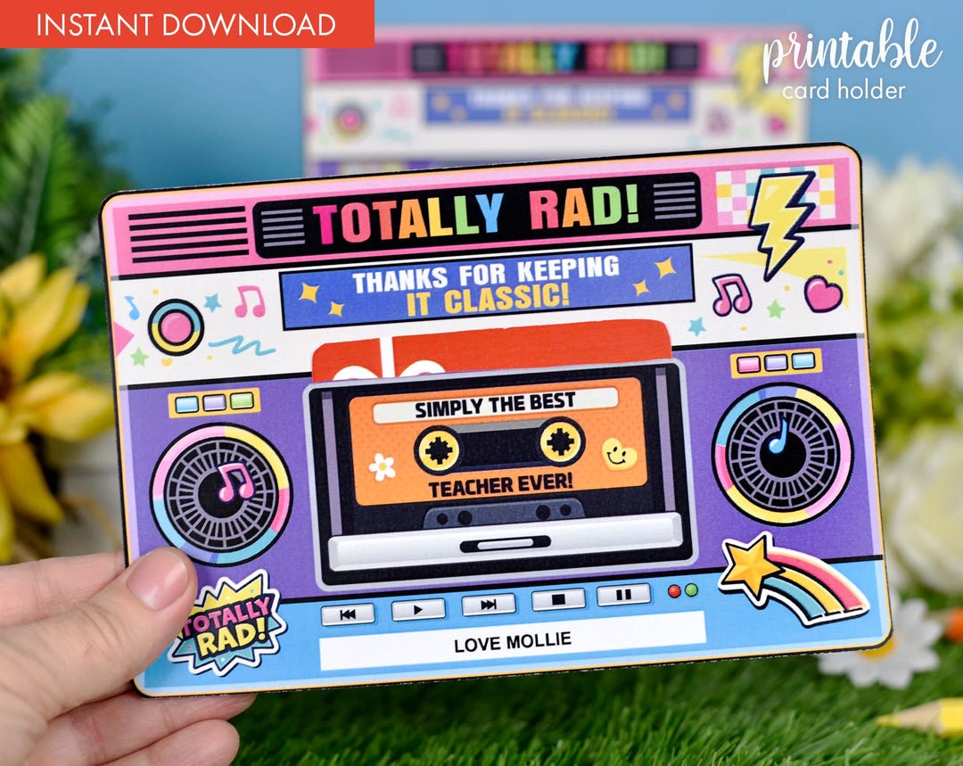 Printable Retro 90s Theme Teacher Appreciation Gift Card Holder ...