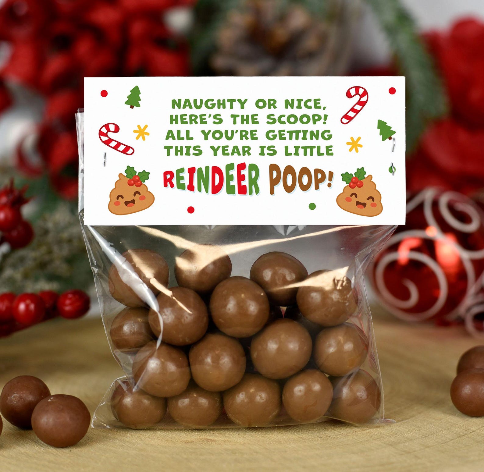 Rudolph Poop Treat Bag Topper • Reindeer Poop Printable • Christmas ...