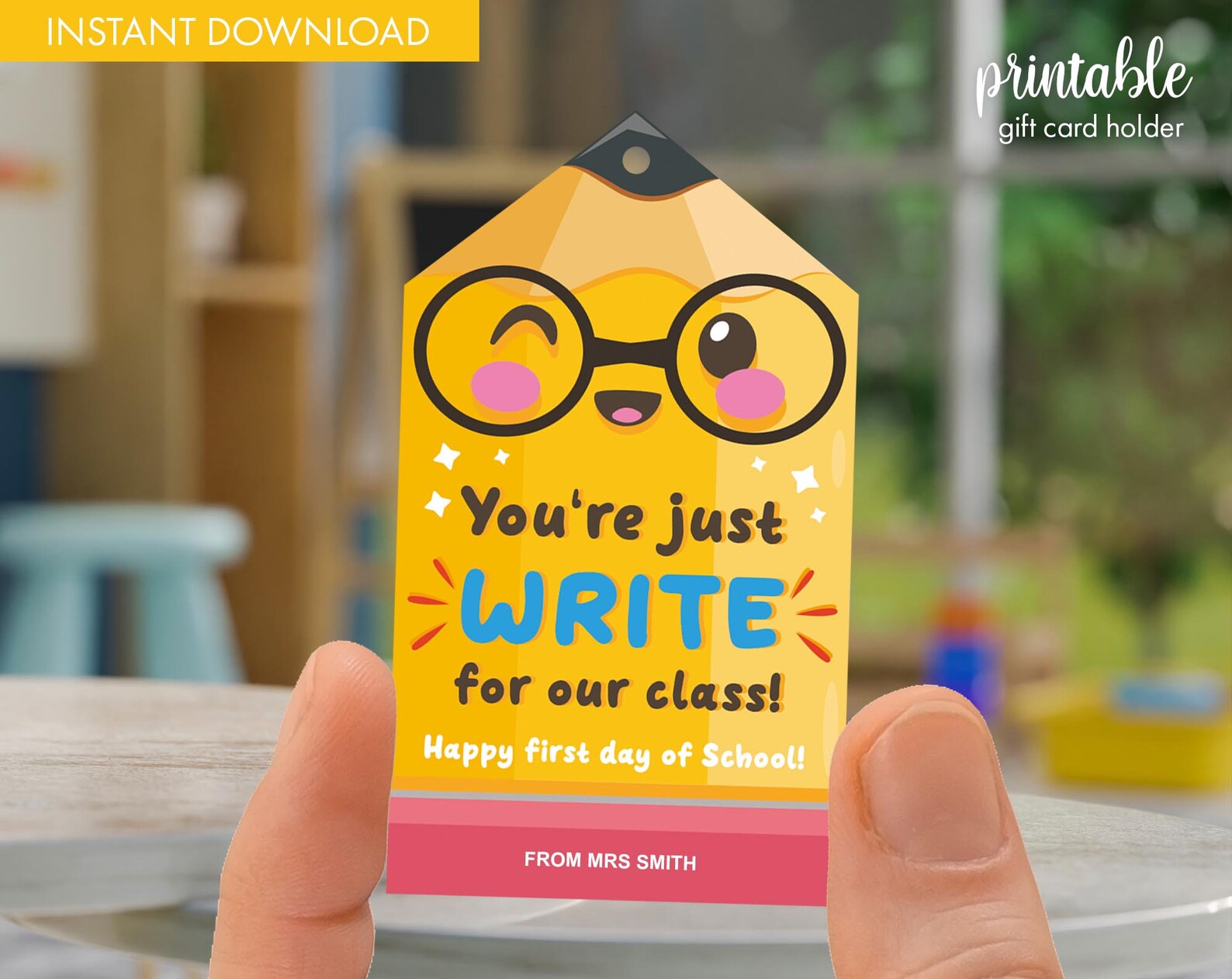 Pencil Gift Tag: First Day of School, Teacher to Student (digital ...
