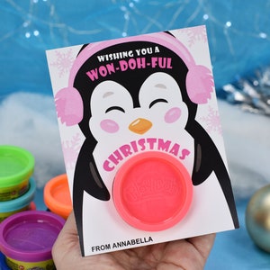 Pink Penguin Christmas Play Doh Gift Card: Printable Class Favor (PDF ...