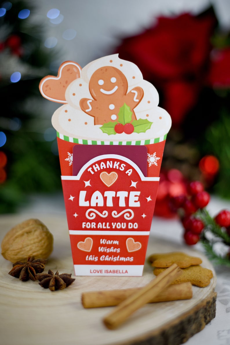 Printable Christmas Coffee Gift Card Holder: Teacher Employee Gift (PDF ...