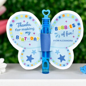 Printable Birthday Party Favor Mini Bubbles Holder | Butterfly Tag for ...