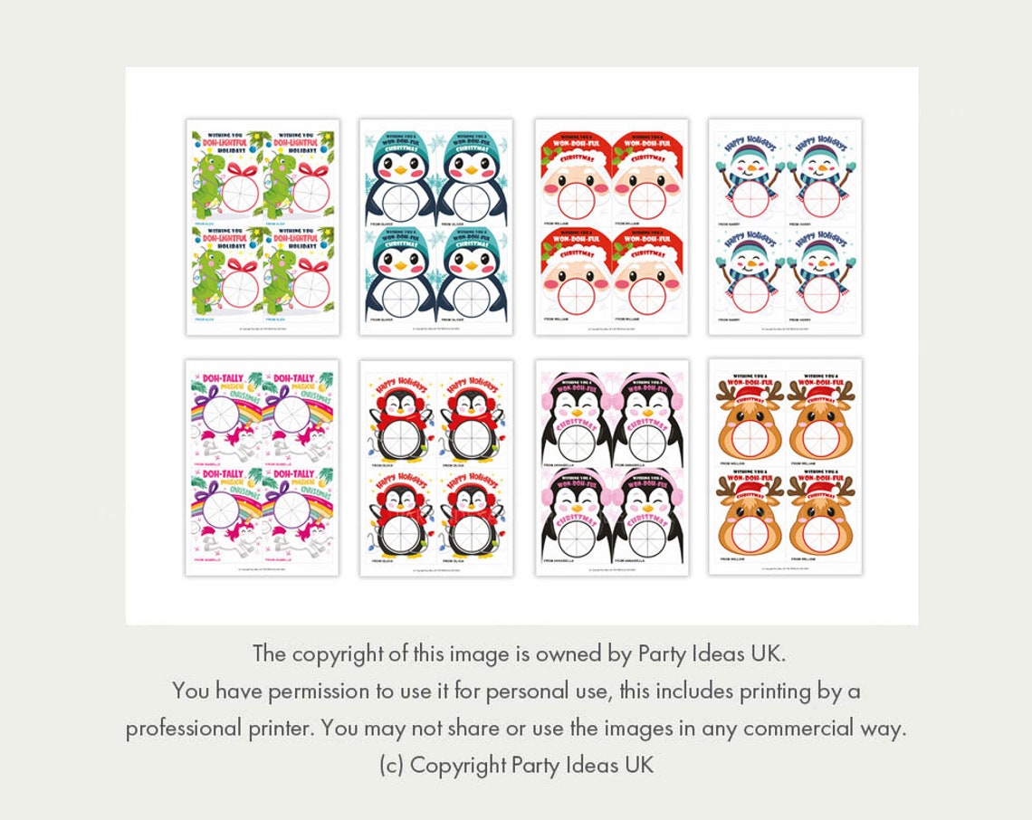 Printable Christmas Play Dough Holders: Holiday Classroom Gifts (8 ...
