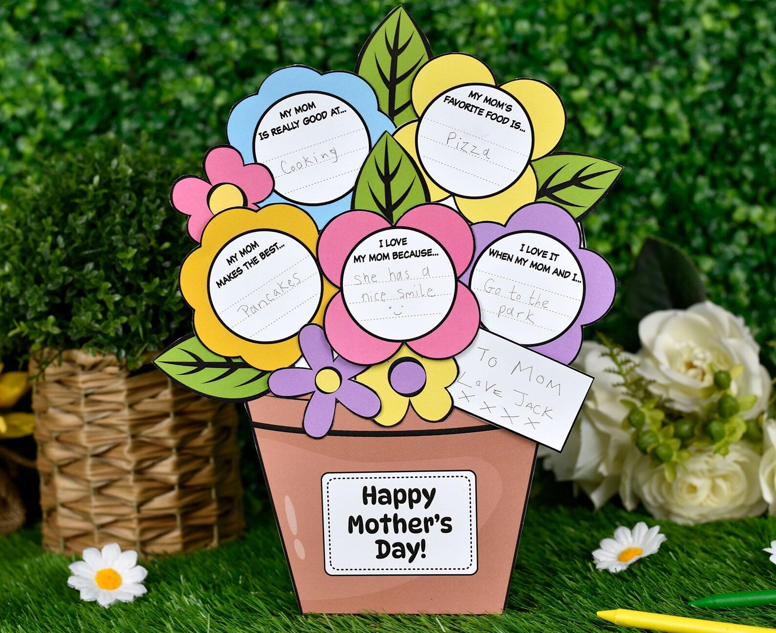 Mother's Day Flower Pot Craft: Color-in Card for Mom (digital Download ...