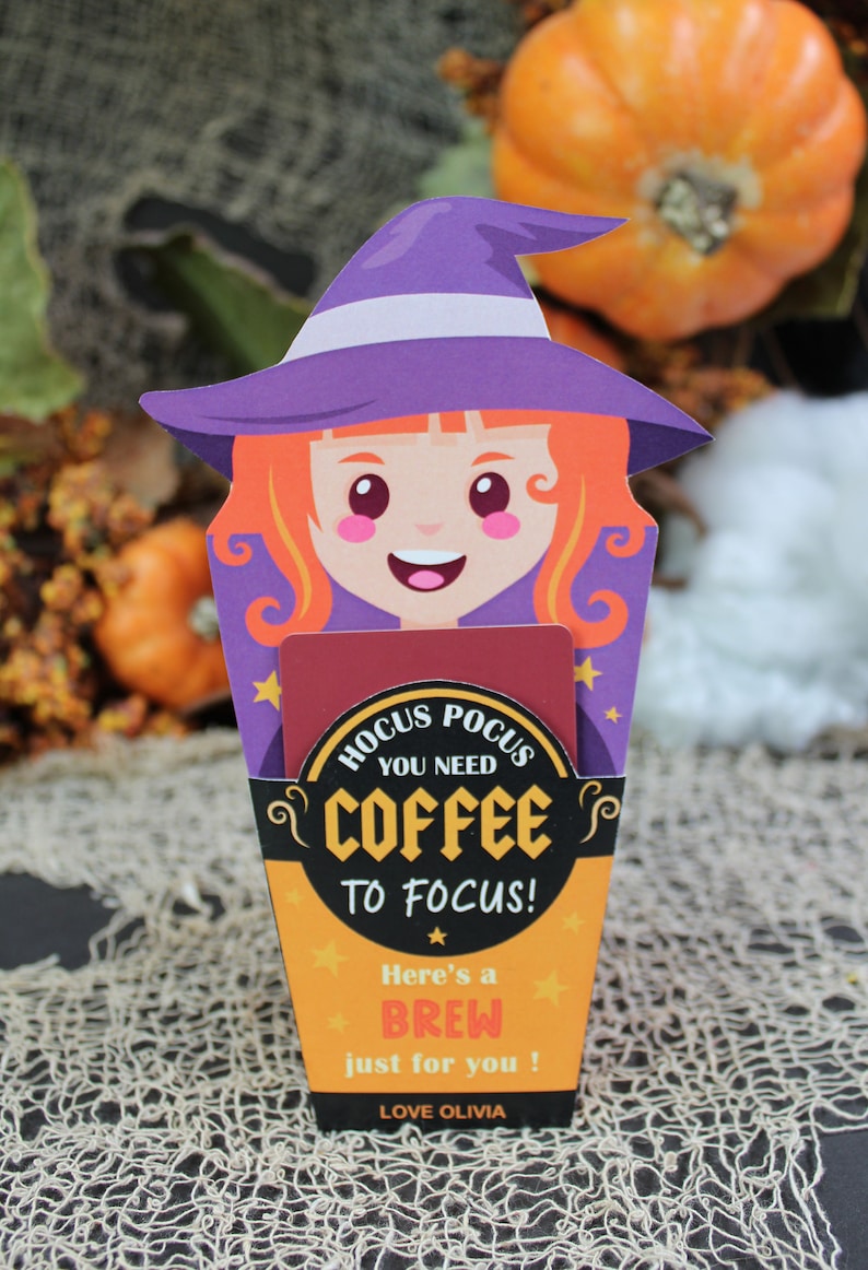 Printable Halloween Coffee Gift Card Holder: Teacher/employee Gift (PDF ...