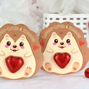 Printable Valentines Hedgehog Chocolate Card | Class Mates Gift | Small ...