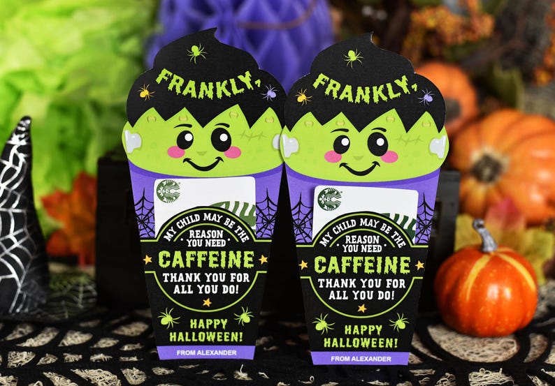 Printable Halloween Coffee Card Holder | Teacher Appreciation Gift ...