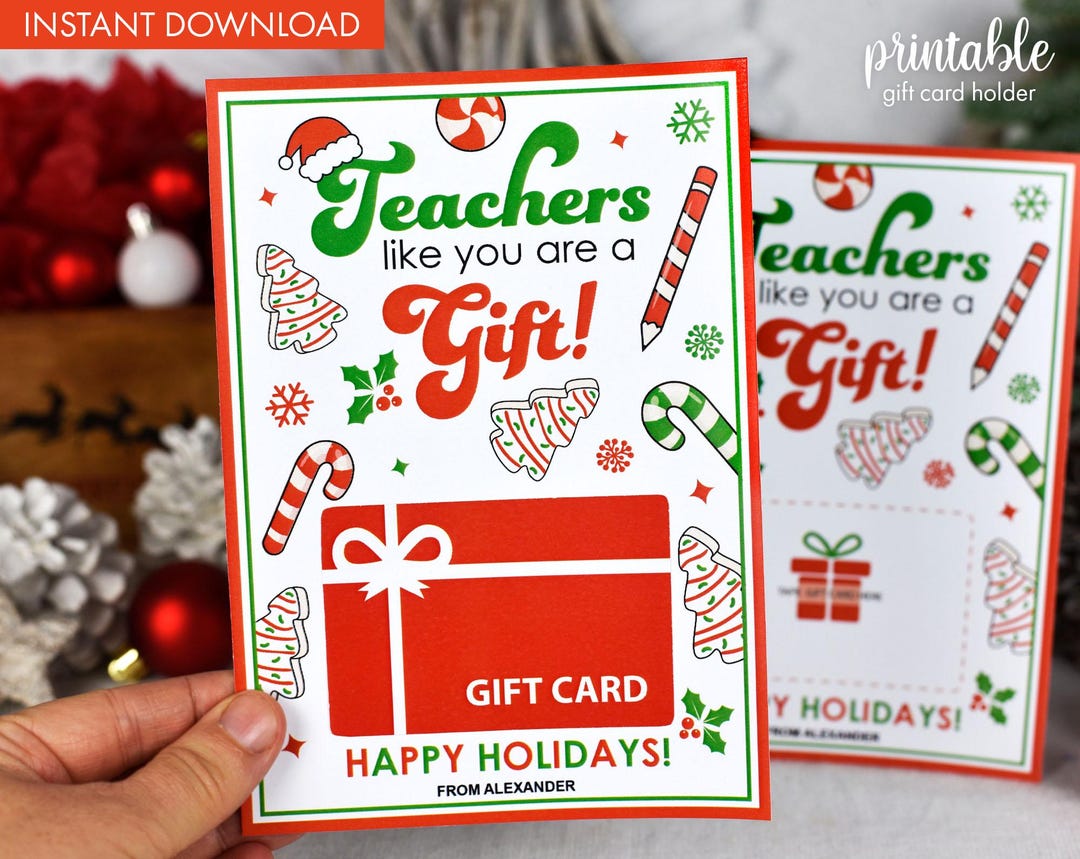 Printable Christmas Gift Card Holder for Teachers | Christmas Gift Card ...