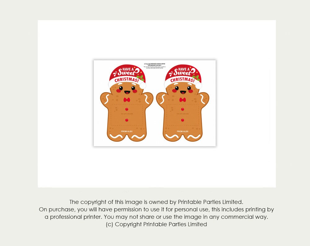 Printable Christmas Gingerbread Gift Card Holder (PDF) - Etsy