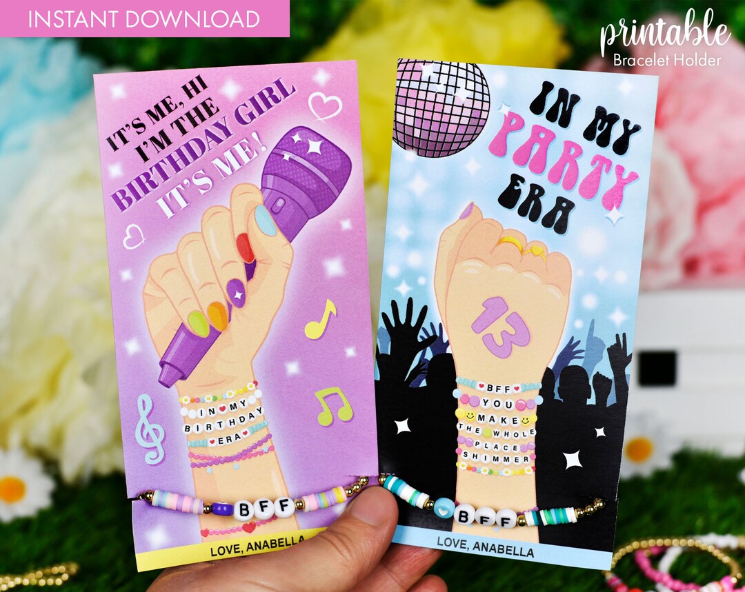 Printable Friendship Bracelet Holder Gift Birthday Party Favor Gift ...