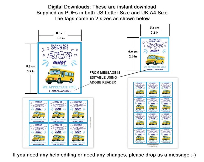 Bus Driver Appreciation Gift Tag: Candy Gram Printable (PDF) - Etsy