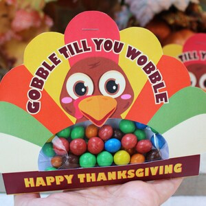 Printable Thanksgiving Turkey Treat Wrap: 'gobble Till You Wobble' (PDF ...