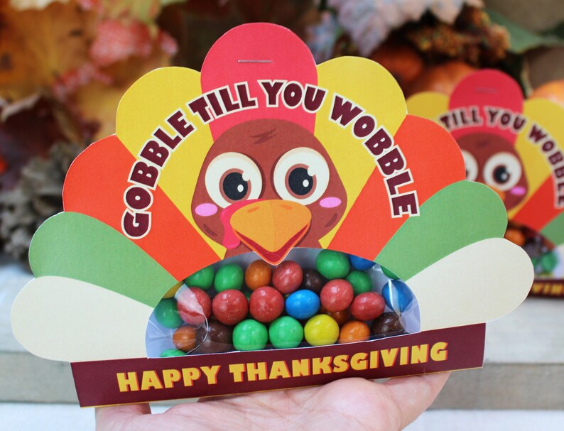 Printable Thanksgiving Turkey Treat Wrap: 'gobble Till You Wobble' (PDF ...