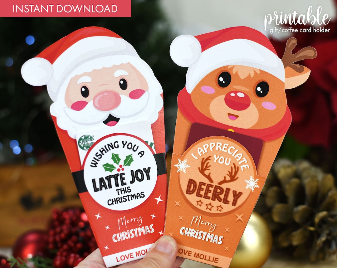 Christmas Gift Card Holder | Printable Christmas Coffee Gift Card ...