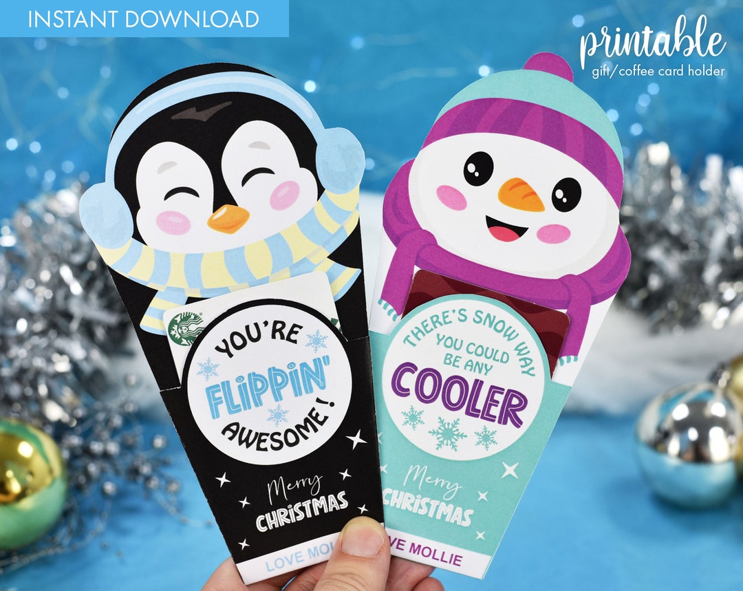 Christmas Gift Card Holder | Printable Christmas Coffee Gift Card ...