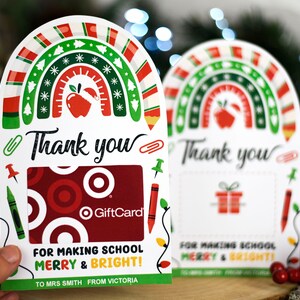 Printable Christmas Gift Card Holder for Teachers | Christmas Gift Card ...