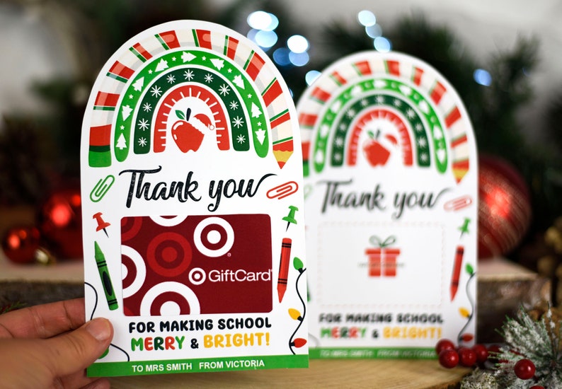 Printable Christmas Gift Card Holder for Teachers | Christmas Gift Card ...