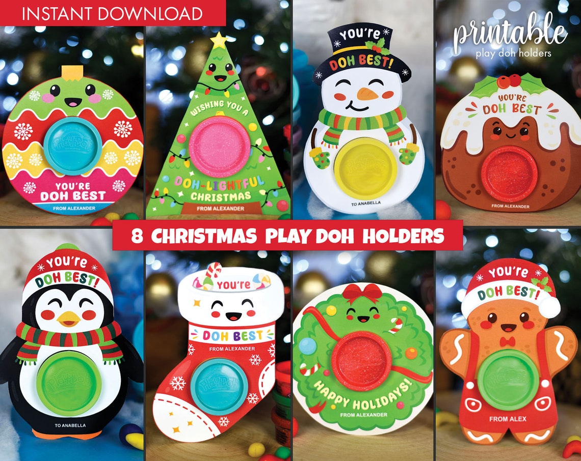 Christmas Play Dough Holder Printables: Holiday Class Gifts (digital ...