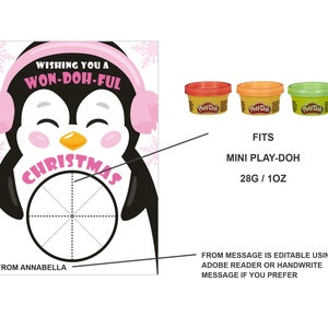 Pink Penguin Christmas Play Doh Gift Card: Printable Class Favor (PDF ...