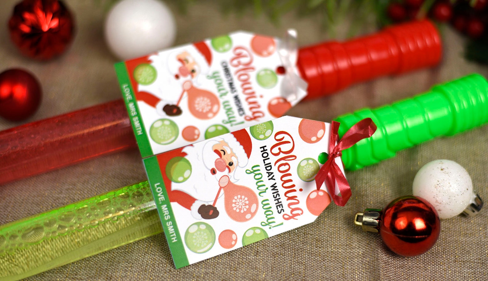 Printable Christmas Bubbles Gift Tag: Teacher Student Favor (PDF) - Etsy