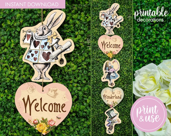 Vintage Alice in Wonderland Party Decoration | Printable Welcome Sign ...