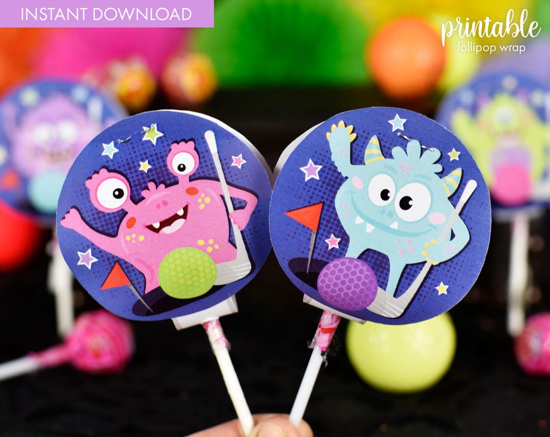 Mini Golf Monster Lollipop Wrapper: Birthday Party Favor (digital PDF ...