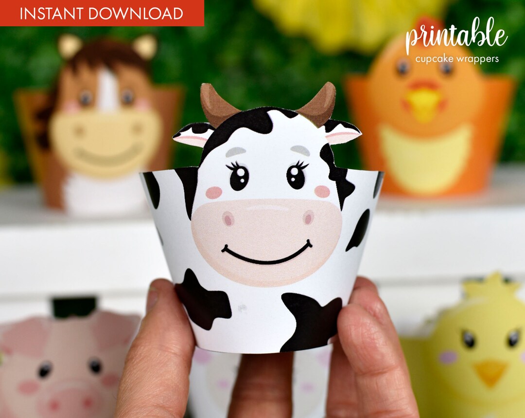 Printable Farm Birthday Party Cupcake Wrappers Farmyard Animals Party ...