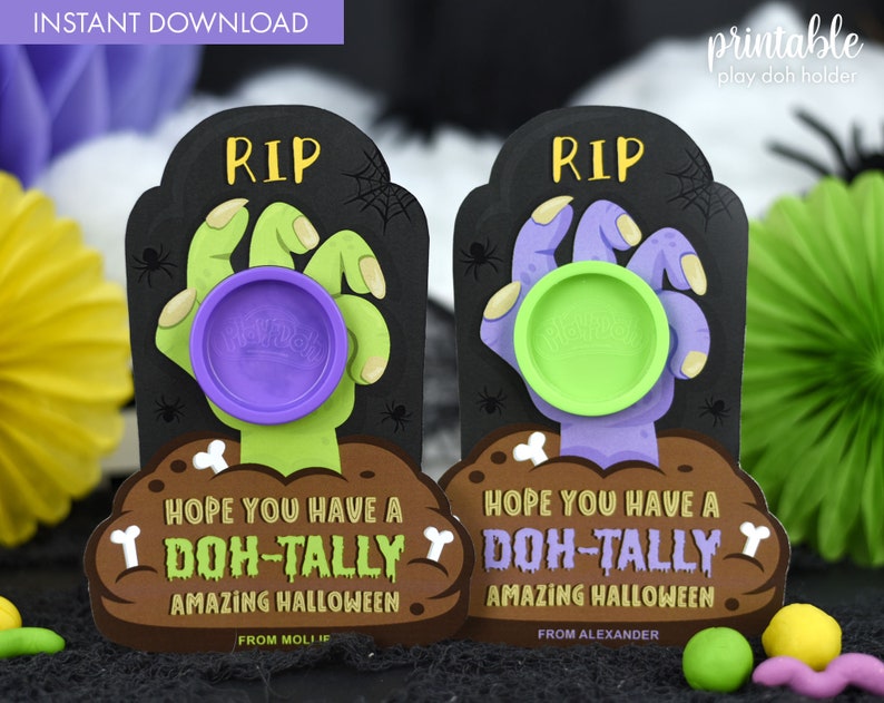 Printable Zombie Hand Play Dough Halloween Favor (digital Download) - Etsy