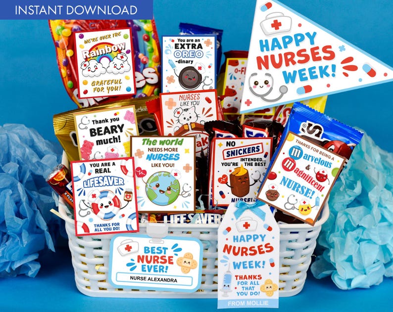 Printable Nurse Appreciation Candy Grams: Gift Tags (digital Download ...