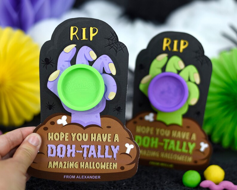 Printable Zombie Hand Play Dough Halloween Favor (digital Download) - Etsy