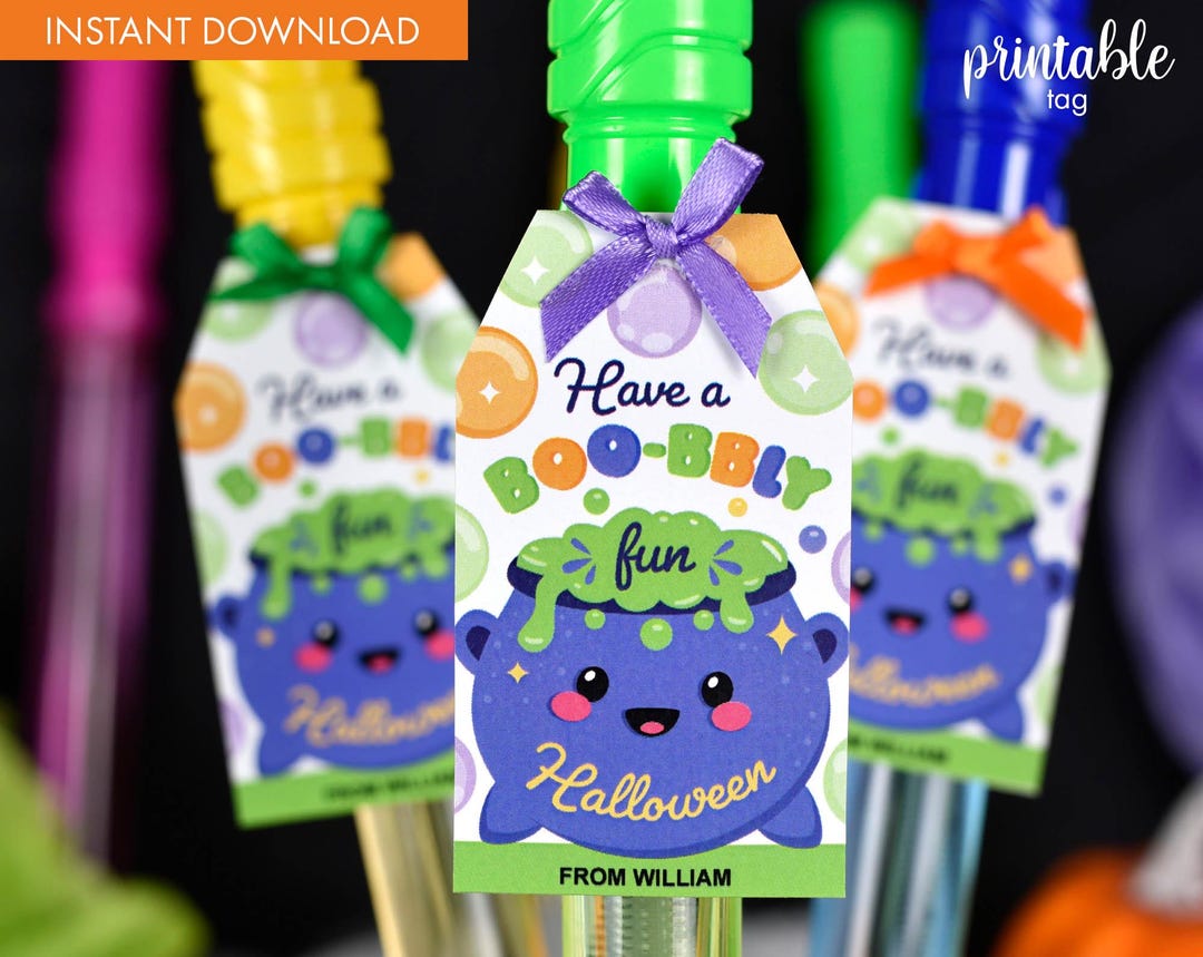 Printable Halloween Bubble Wand Tag: Personalized Favor (PDF) - Etsy