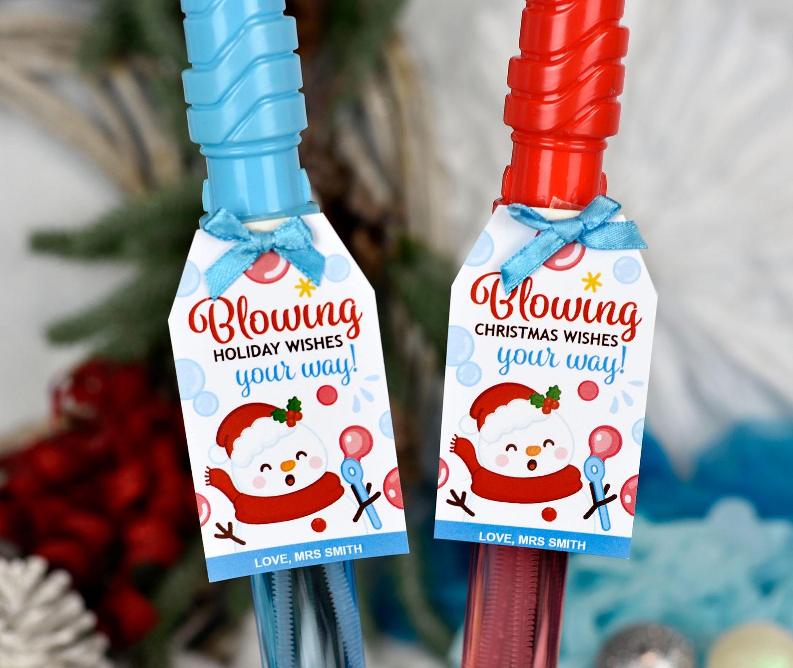 Printable Christmas Bubbles Gift Tag: 6 Designs Classroom Gift (PDF) - Etsy