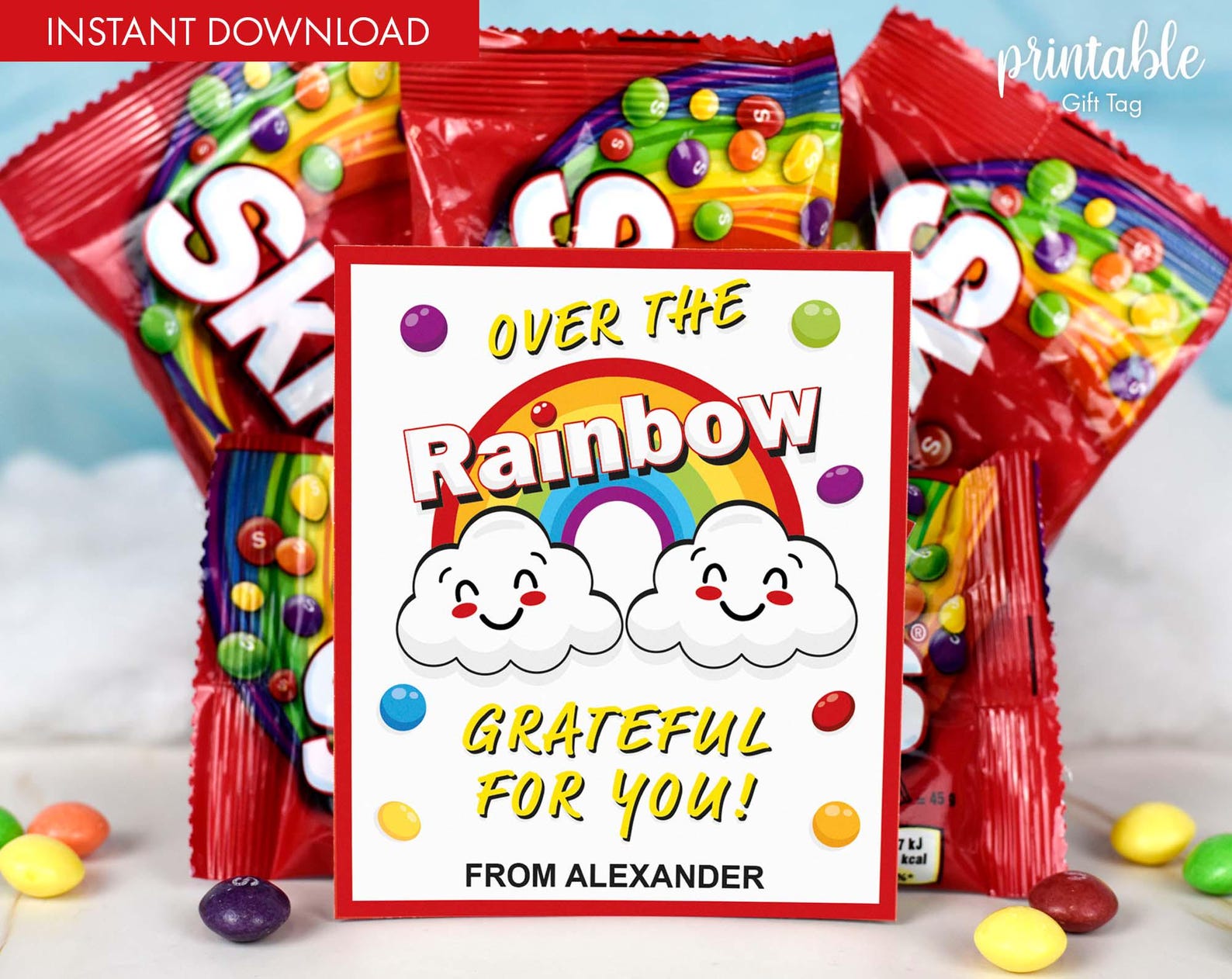 Rainbow Candy Gram Gift Tag: Teacher, Nurse, Employee Thanks (digital ...