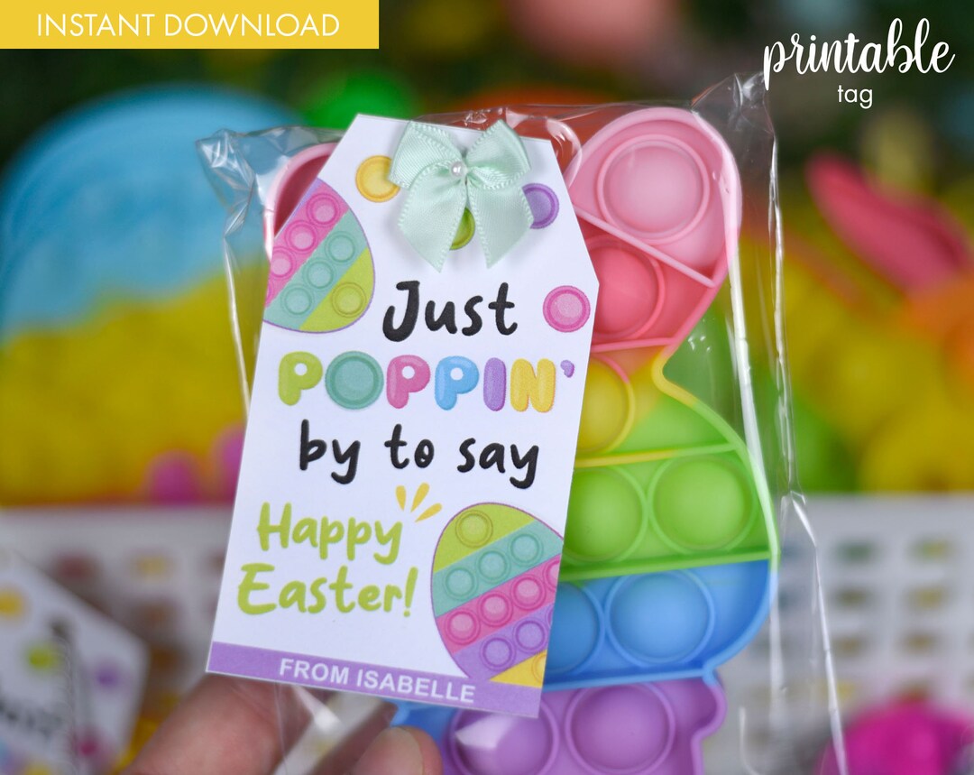 Printable Easter Pop Fidget Toy Tag for Kids | Easter Classroom Gift ...