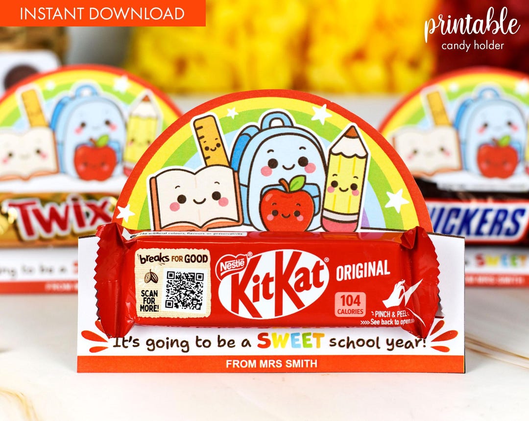 Personalized Back to School Candy Holder: Printable Teacher/student ...